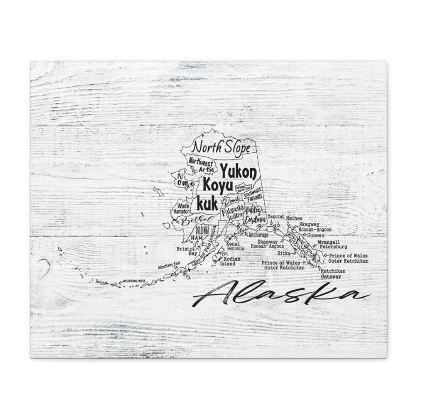 Alaska Boroughs Map Wrapped Canvas – sd316legacy.com