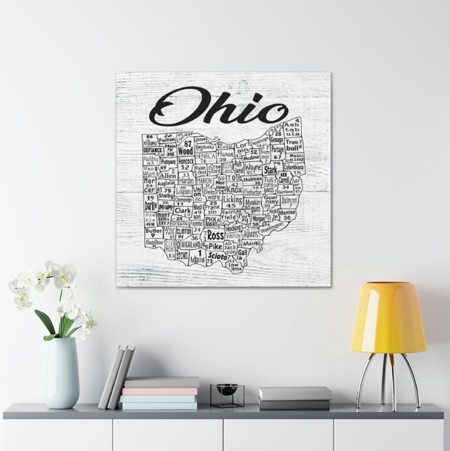 Ohio County License Plate Map Wrapped Canvas – sd316legacy.com