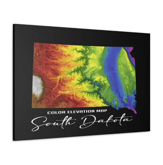South Dakota Elevation Map Wrapped Canvas – sd316legacy.com